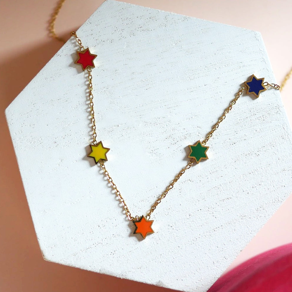 Jewish Pride: Rainbow Star of David Necklace - Mamaleh Jewelry