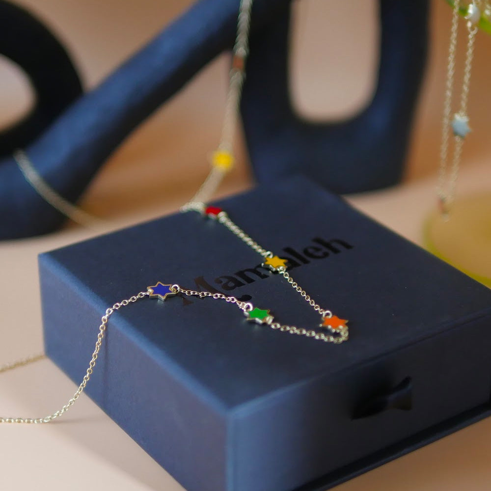 Rainbow Jewish Star Necklace - Mamaleh Jewelry
